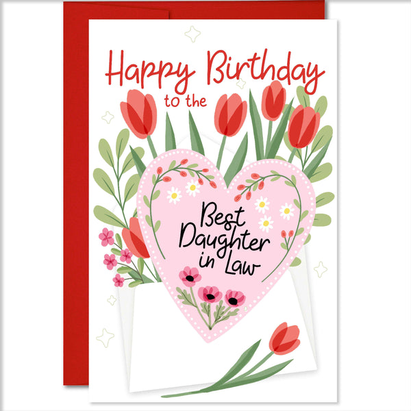 Happy Birthday Daughter in Law Card - Premium 5x8 Floral Heart ...